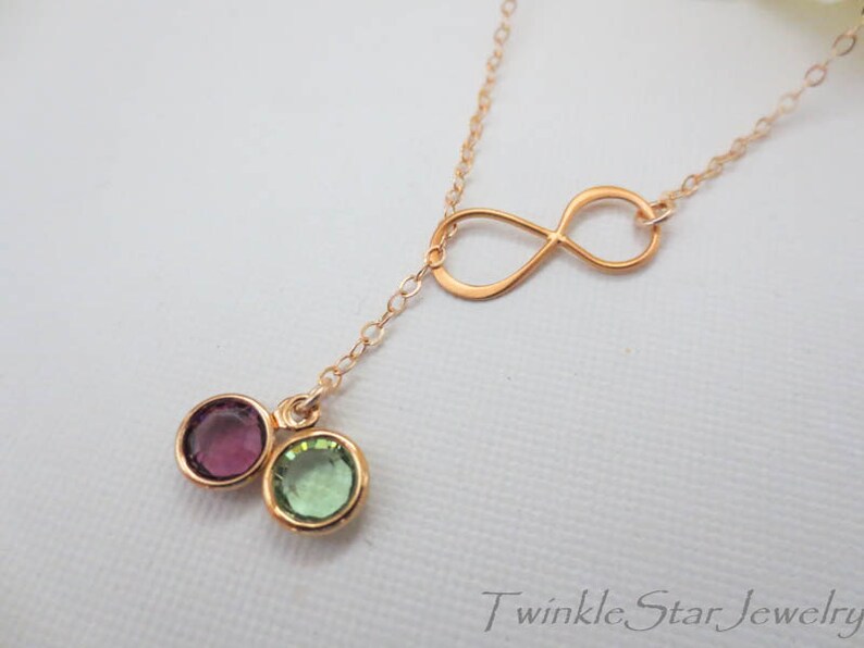 Personalized GOLD Infinity Charm Necklacebirthstones | Etsy