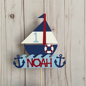 Nautical Themed Cake Banner Topper. Nautical Birthday Cake - Etsy