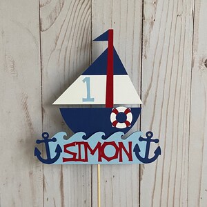 Nautical Themed Cake Banner Topper. Nautical Birthday Cake - Etsy