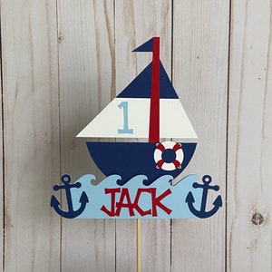 Nautical Themed Cake Banner Topper. Nautical Birthday Cake - Etsy