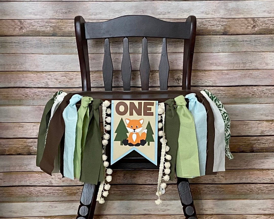 Fox High Chair Banner. First Birthday High Chair Fox Banner. Woodland ...
