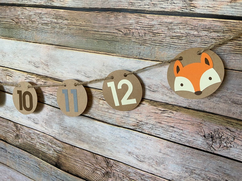 Woodland Fox First Birthday Photo Banner. Fox Monthly Photo | Etsy