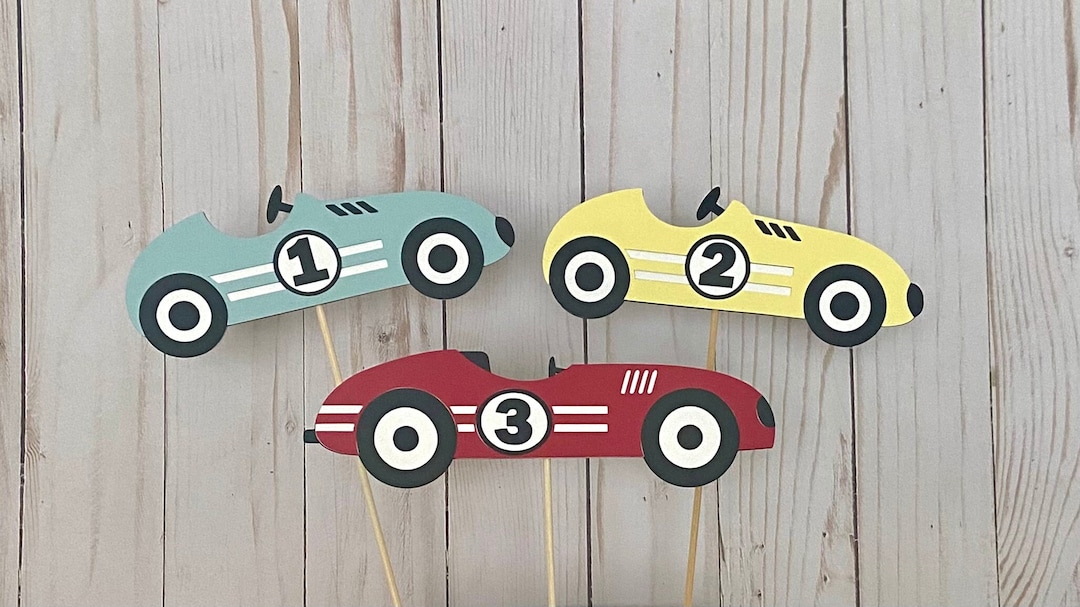 Race Car Birthday Cake Topper: Handmade Number Centerpiece - Etsy