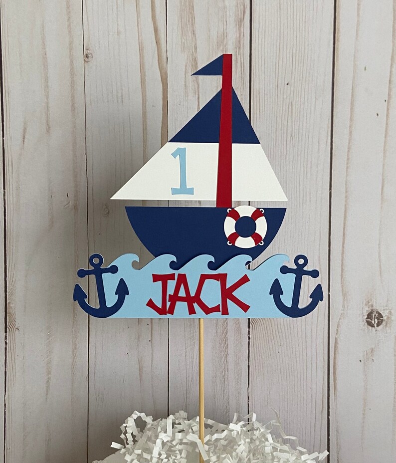 Nautical Themed Cake Banner Topper. Nautical Birthday Cake - Etsy