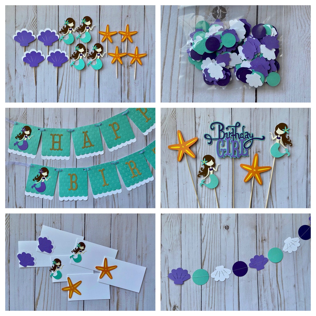 Mermaid Birthday Bundle. Happy Birthday Banner and Garland Set. Mermaid ...