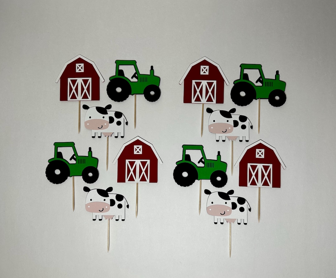Farm Cupcake Toppers. Tractor Cupcake Toppers. Cow Cupcake Toppers ...