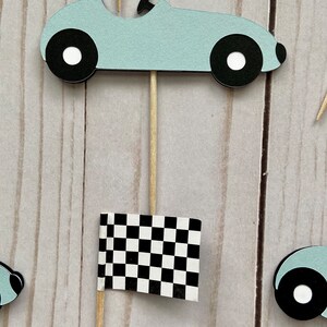Retro Race Car Cupcake Toppers. Race Car Flag Cupcake Topper. Race Car ...