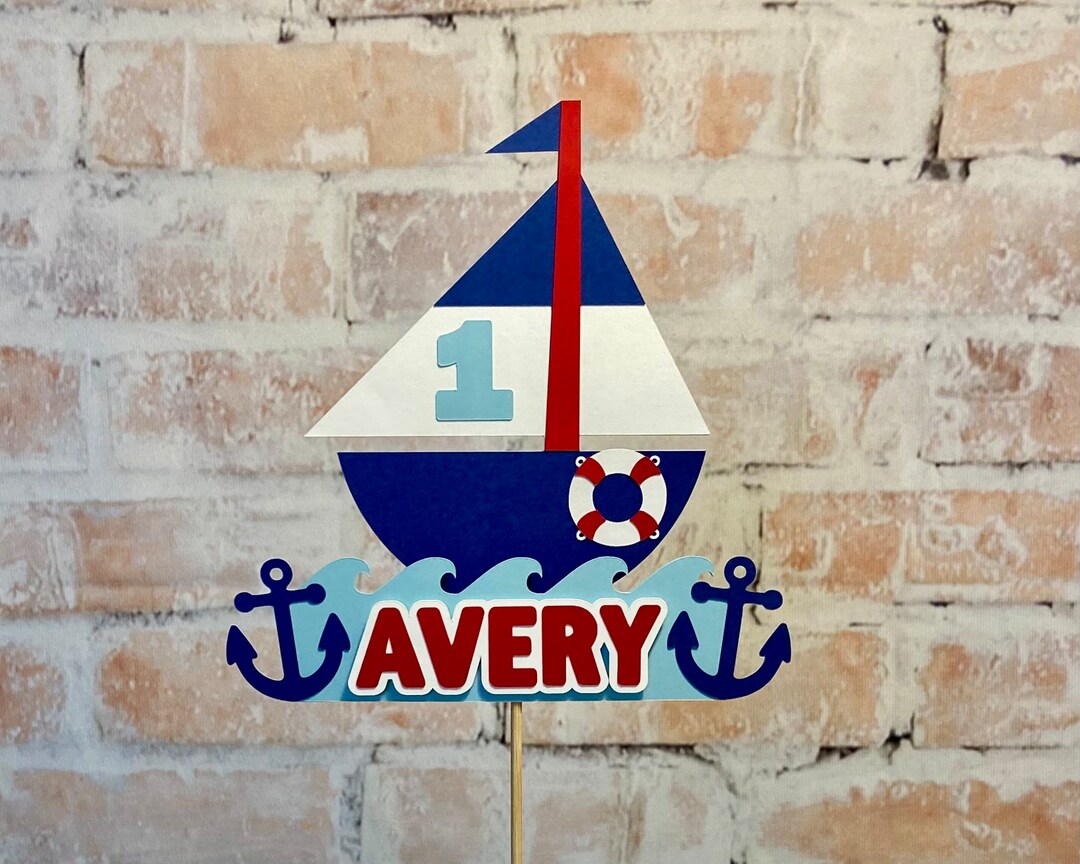 Nautical Themed Cake Banner Topper. Nautical Birthday Cake Topper ...