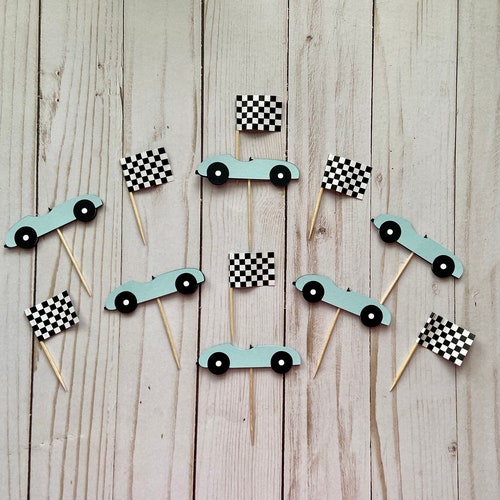 Printable Racing Flag Cupcake Topper Vintage Race Car - Etsy