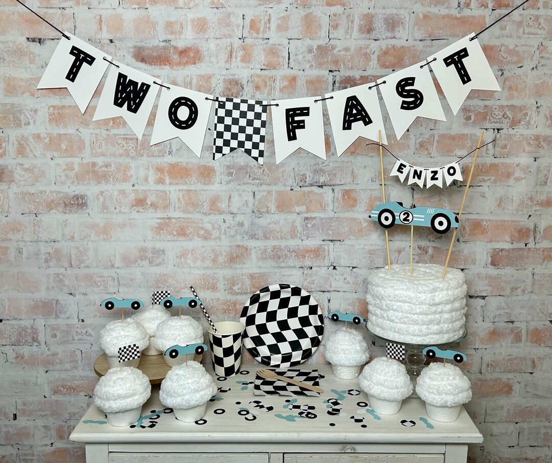 Race Track Happy Birthday Banner. Two Fast Race Car Banner. Two Fast Car Party. Road Race Car ...