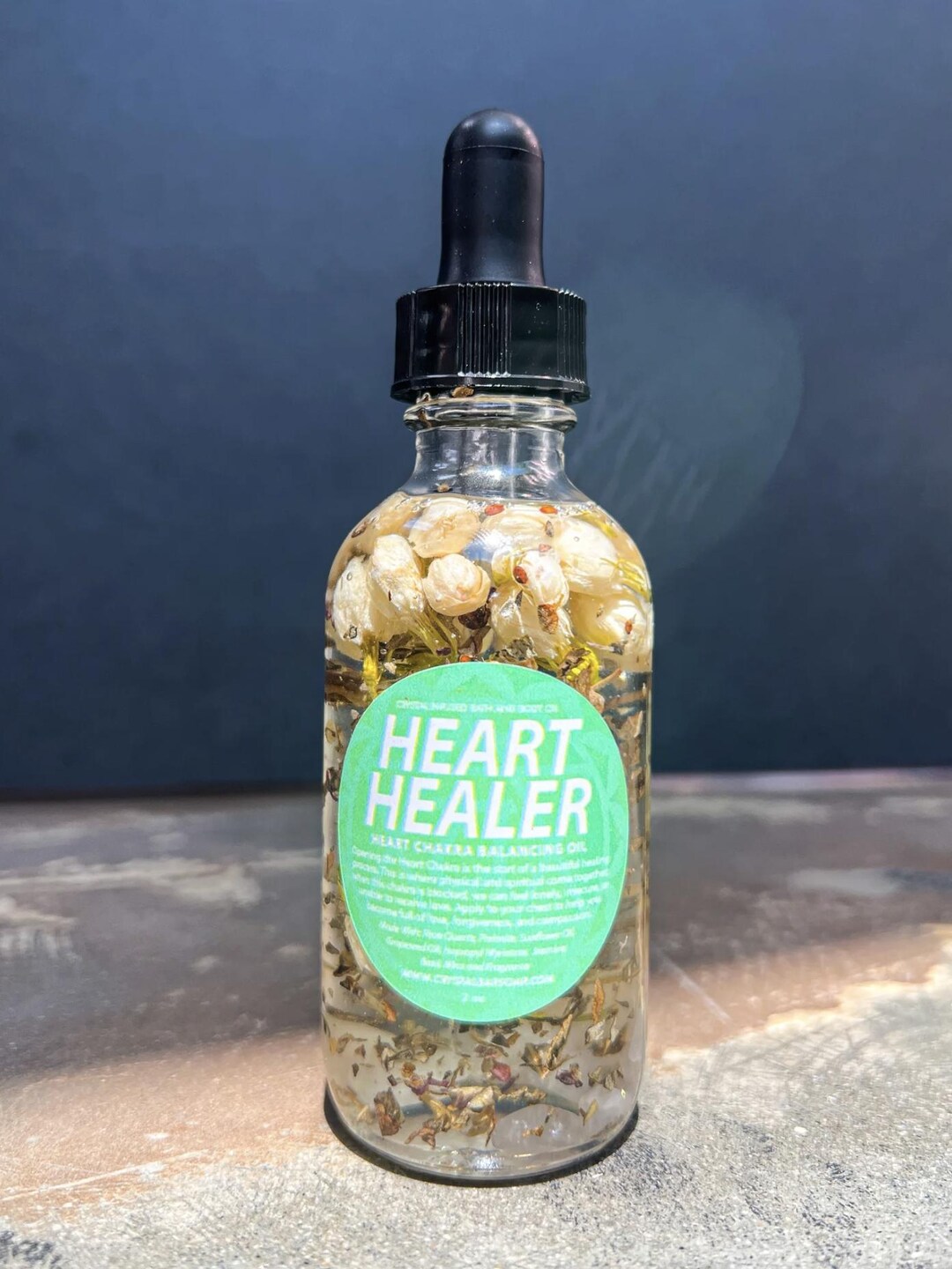 Heart Healer (heart Chakra Balancing Oil) - 2oz Crystal Infused Bath ...