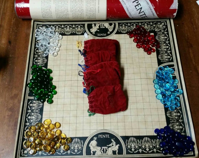 1980 Pente Game Mat With 6 Different Colored Glass Beads - Etsy