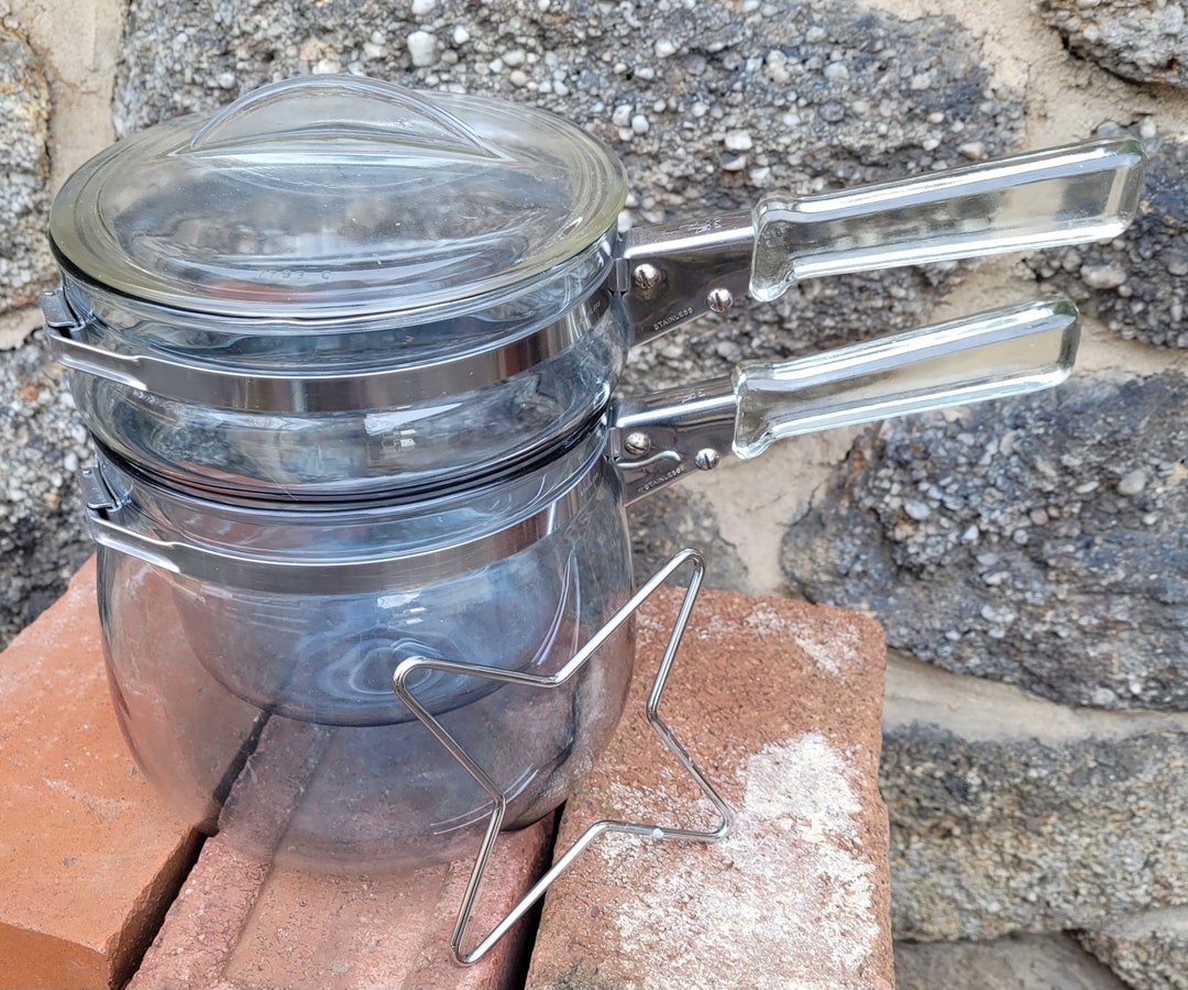 Vintage Pyrex Flameware Double Boiler W Lid Vintage 1.5 Quart Glass ...