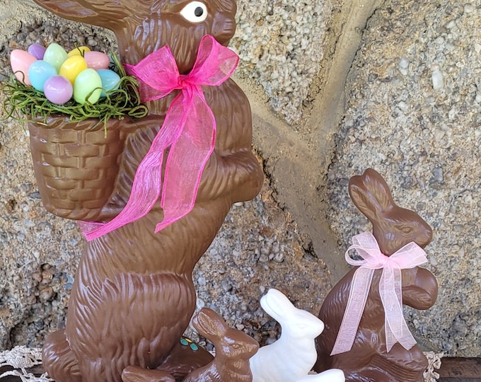 Chocolate Bunny 6 Faux Chocolate Bunny County Farmhouse Fake Easter ...