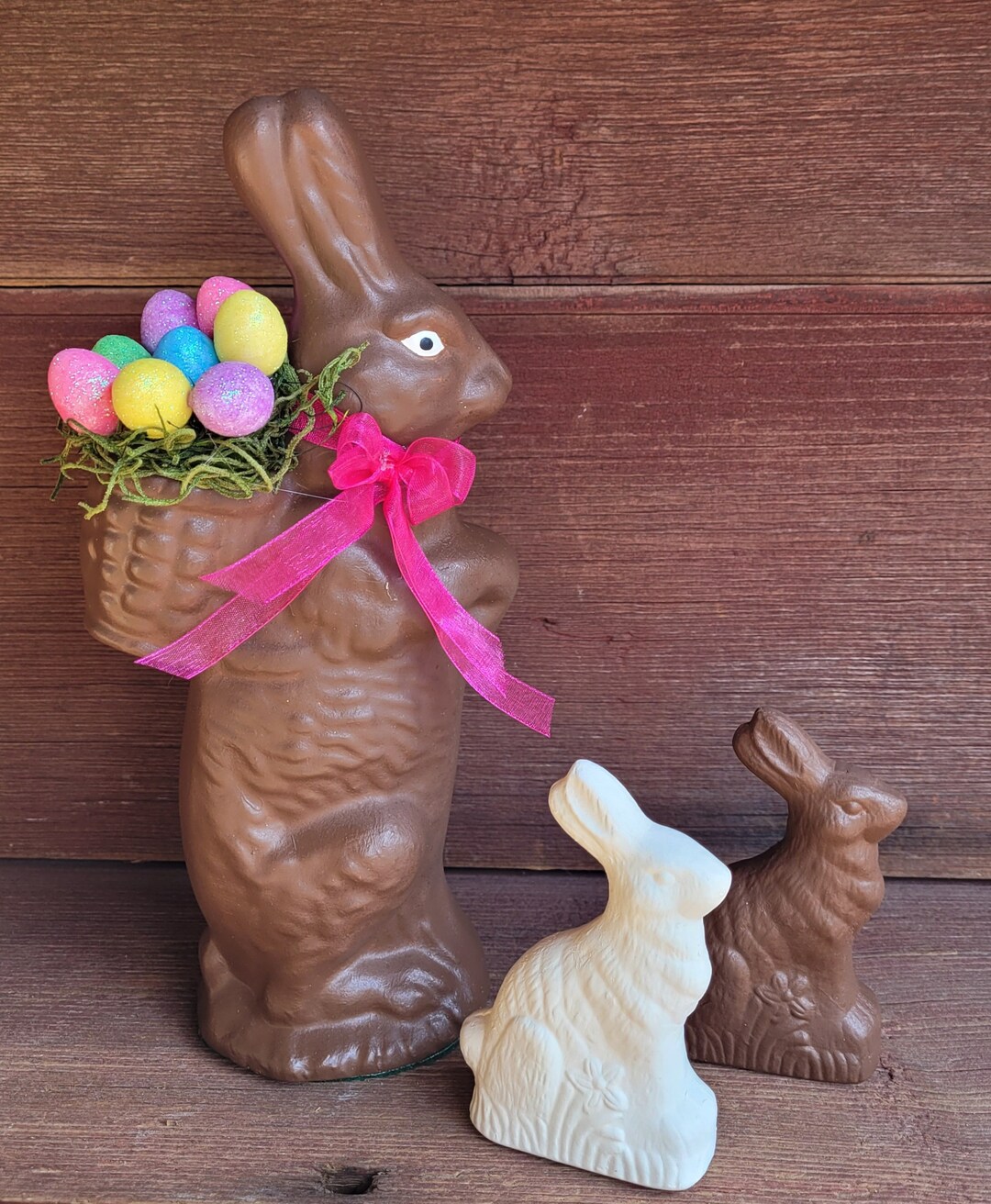 Chocolate Bunny 3 Faux Chocolate Bunny County Farmhouse Fake Easter ...