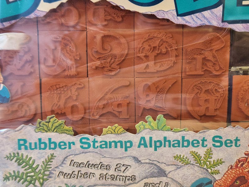 Dinobet Dinosaurs Rubber Stamp Alphabet Set Tryannosaurus Velociraptor ...
