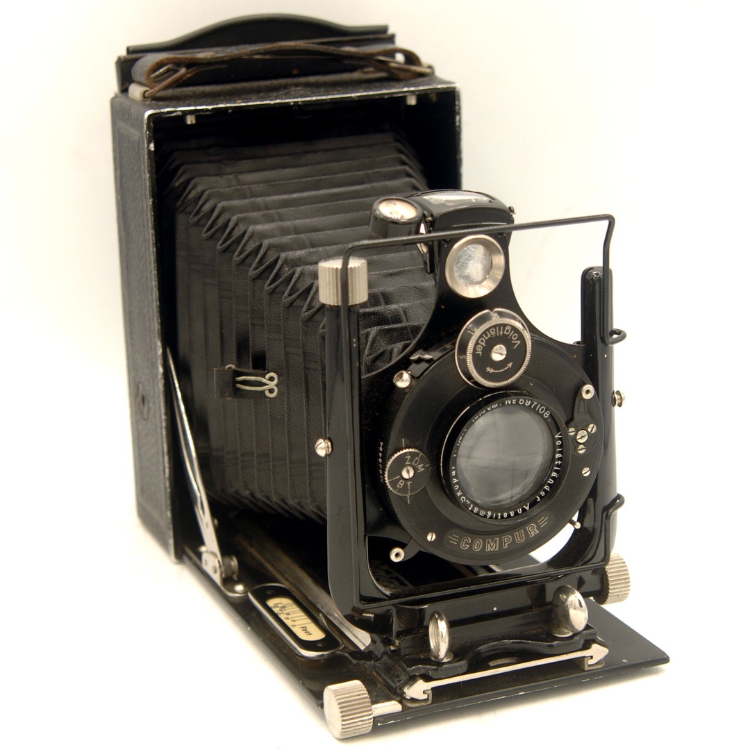 Vintage Voigtlander Folding Camera, Antique German Plate Camera With ...