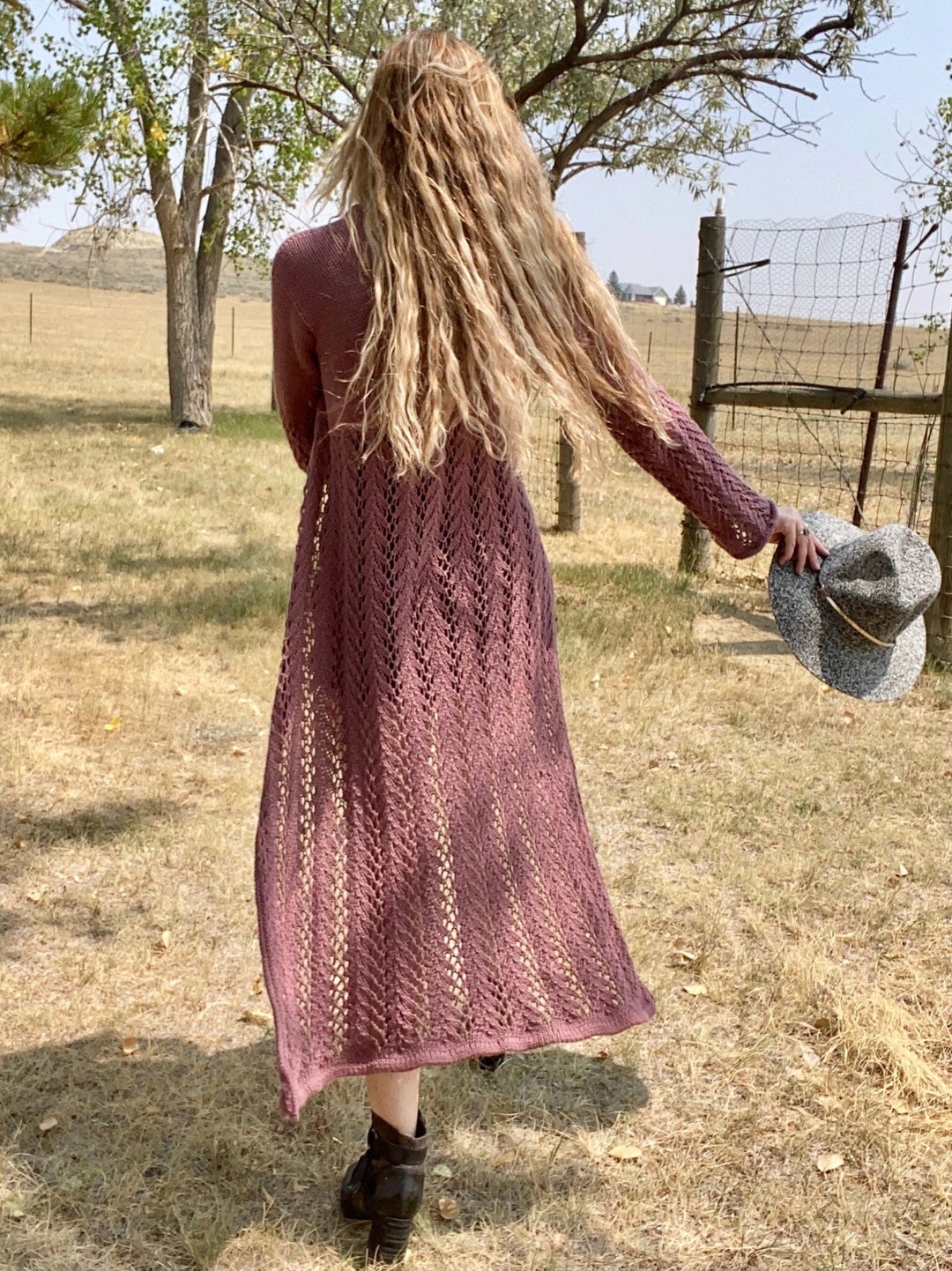 KNITTING Pattern**silver Spring Duster, Long Vine Lace Cotton Cardigan ...