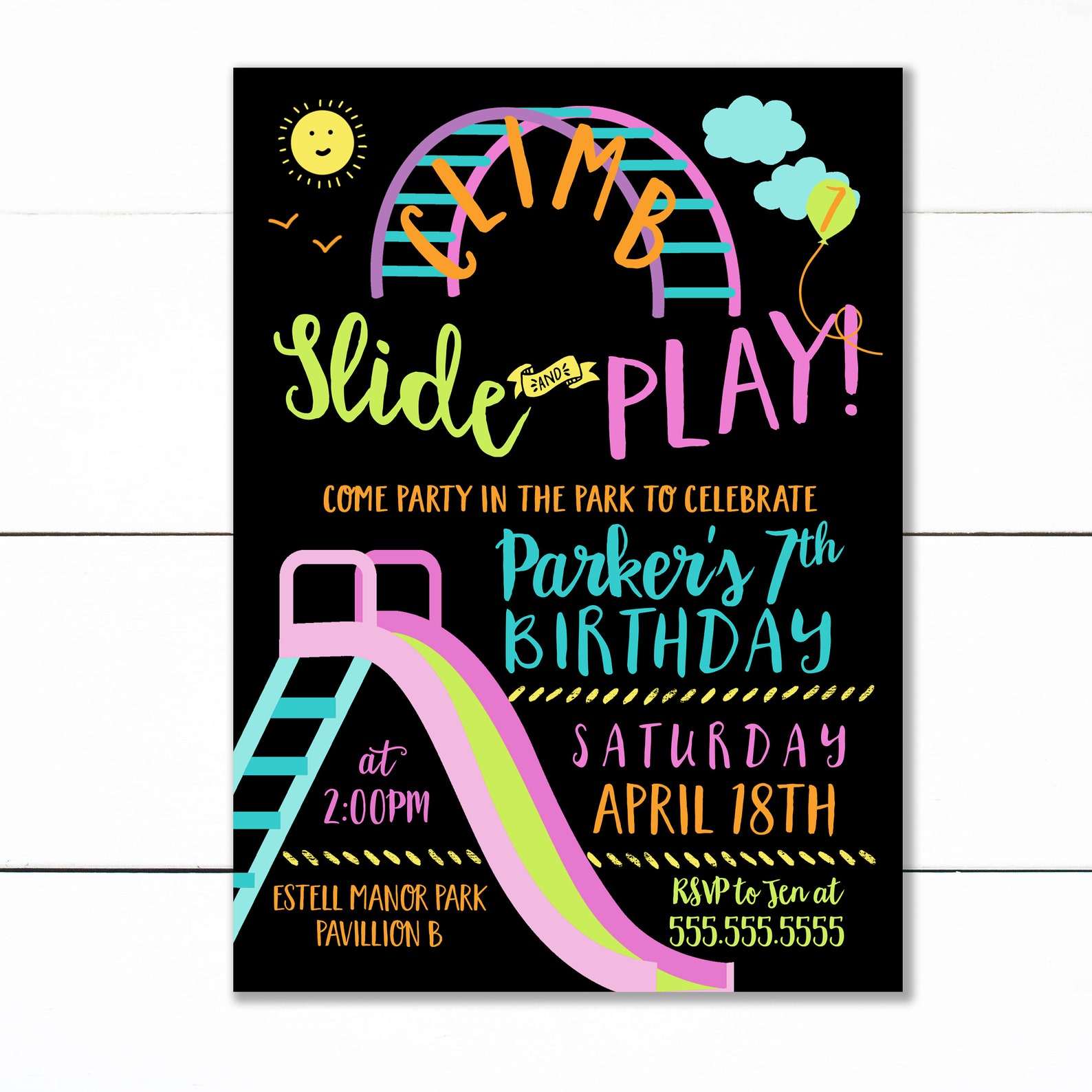 Playground Invitation Backyard Party Park Birthday Girl - Etsy UK