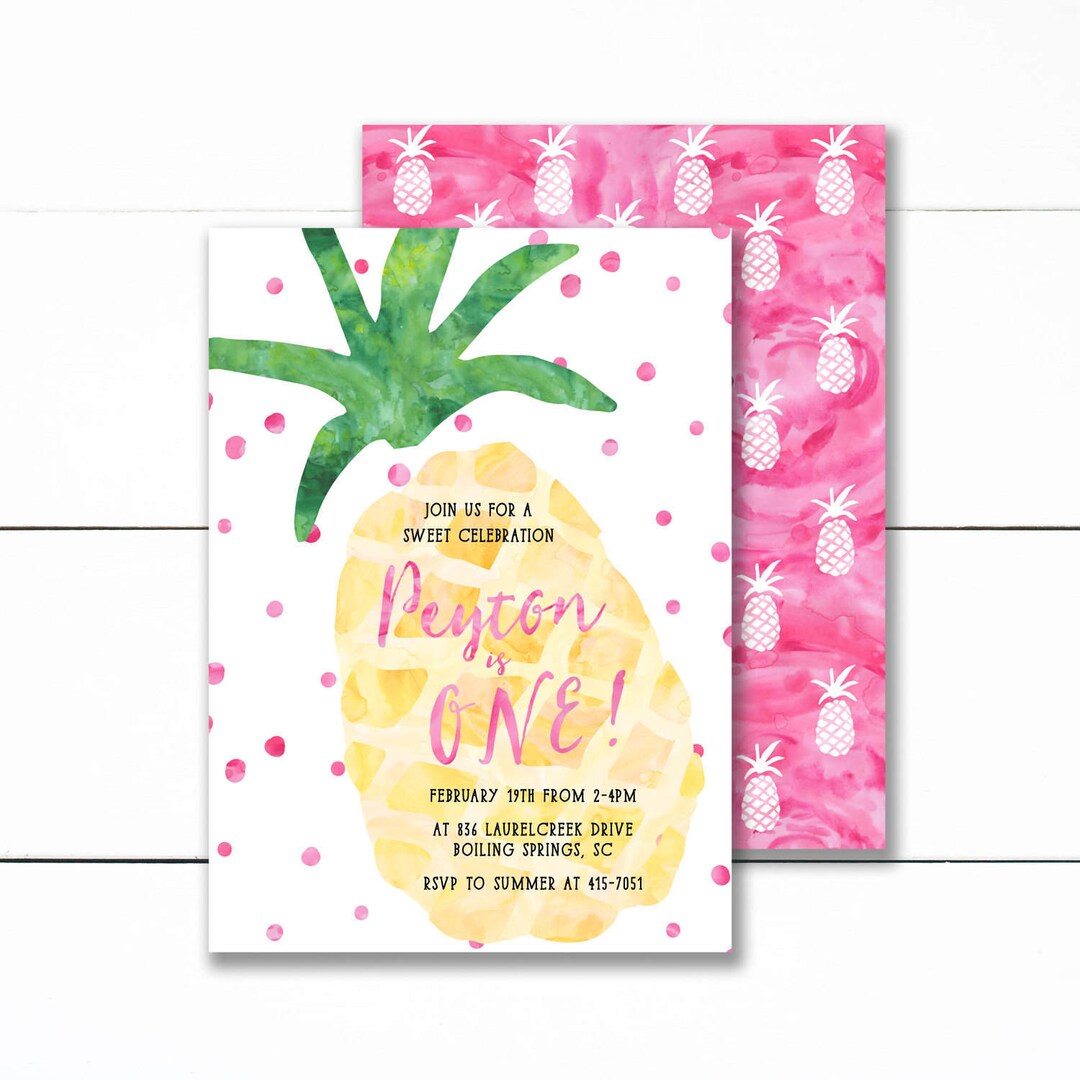 Pineapple Birthday Party Invitation Pineapple Party Tropical - Etsy