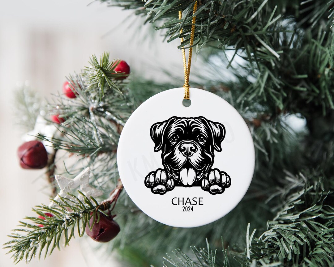 Cane Corso Dog Breed - Black and White - Ceramic Christmas Ornament ...