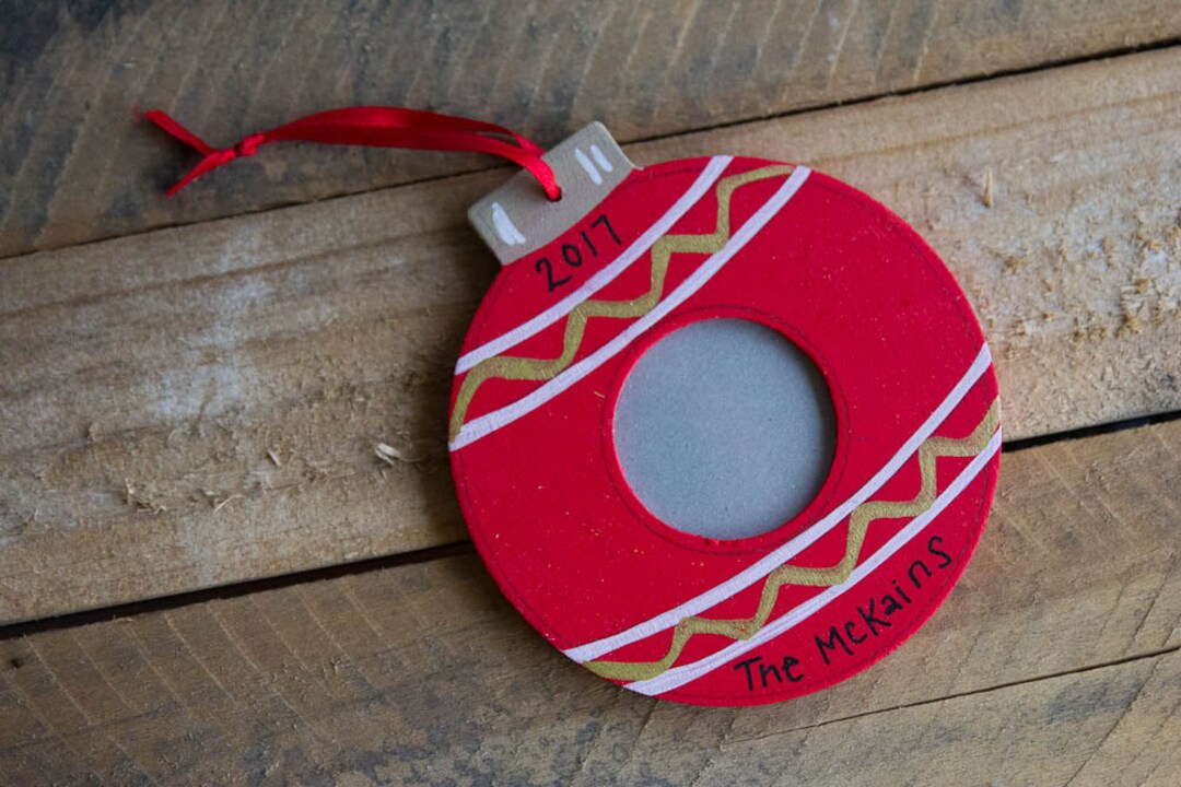 Wooden Picture Frame Christmas Ornament Personalized for Free Red ...