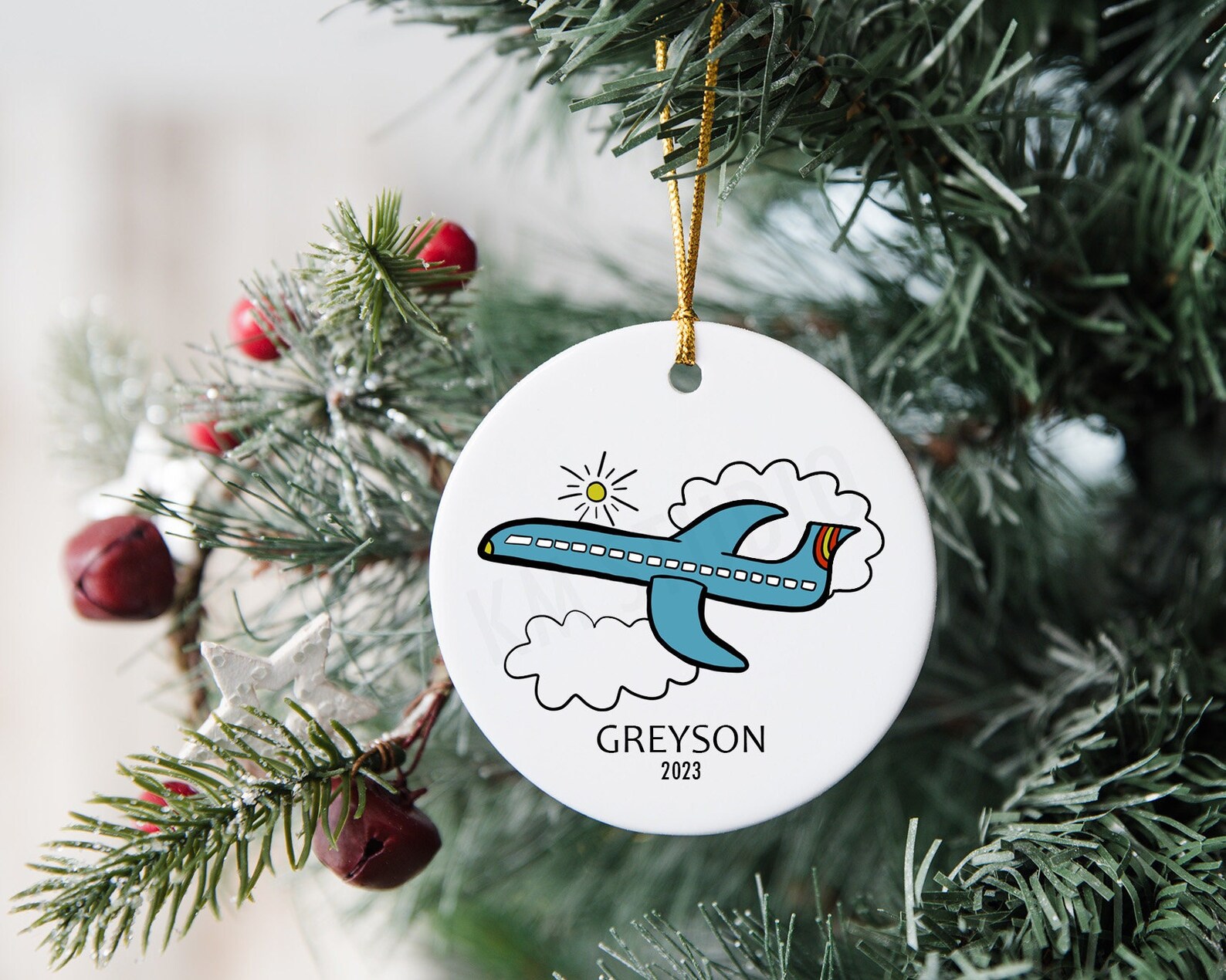 Airplane - Ceramic Christmas Ornament - Etsy