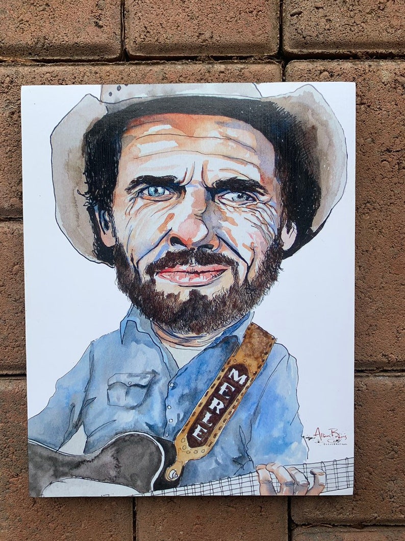 Merle Haggard Illustration on wood | Etsy