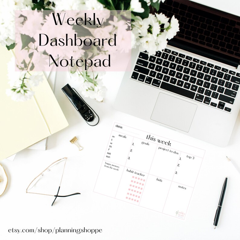 Weekly Dashboard Notepad - Etsy