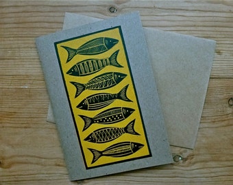 Fish linocut | Etsy