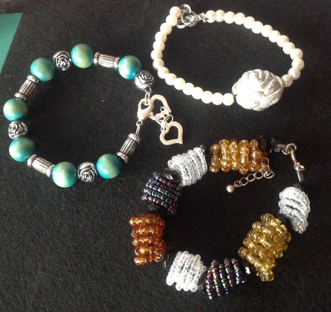 Bracelet Bundle. Bargain, Beaded Bracelets, Rose Bracelets. - Etsy UK