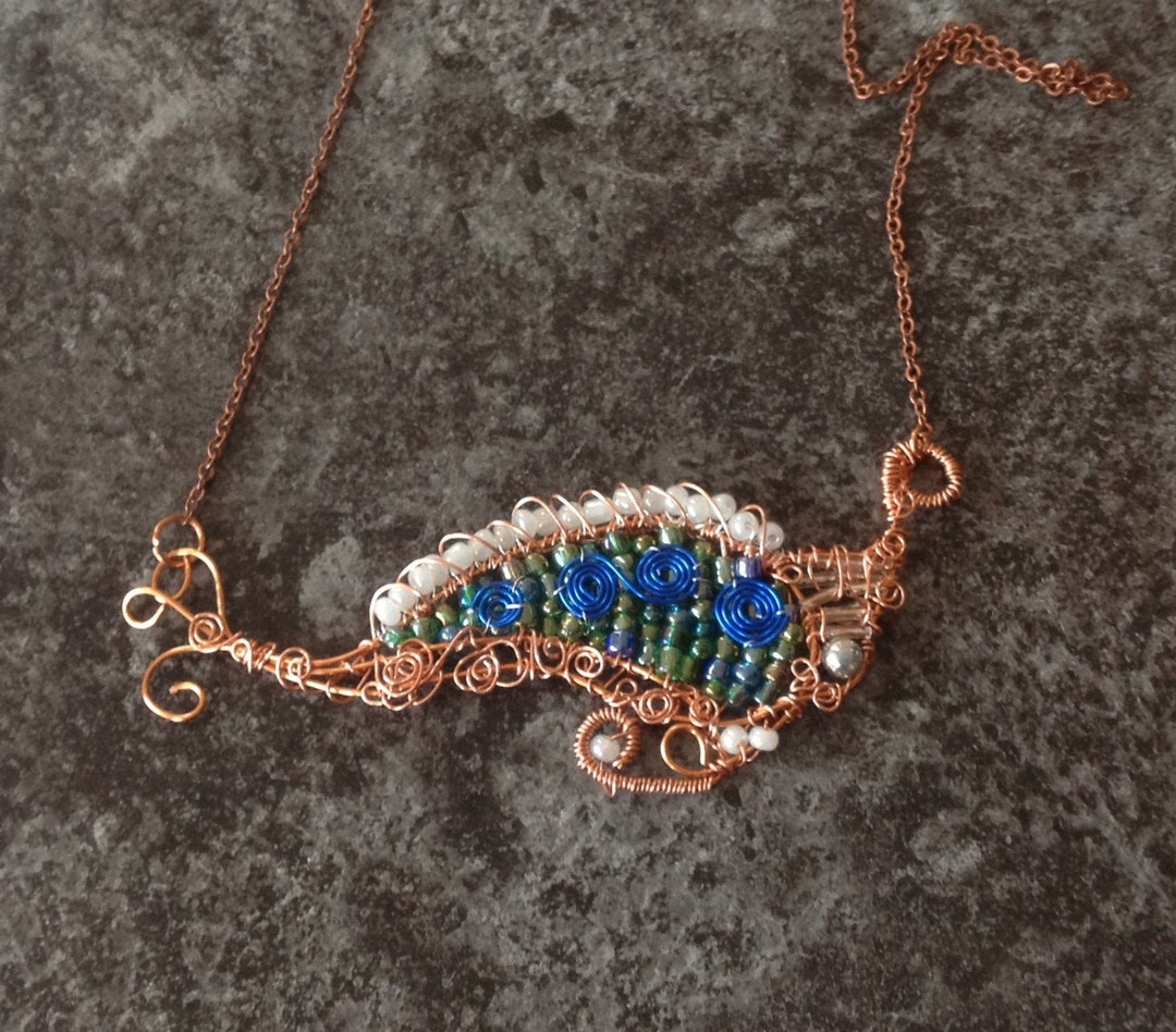 Beaded Wire Bib Necklace, Abstract , Copper Wire Bib Necklace - Etsy
