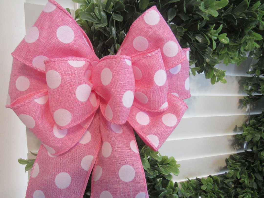 Wreath Bow, Spring Bow, Summer Bow, Easter Bow, Light Pink Woven Ribbon ...