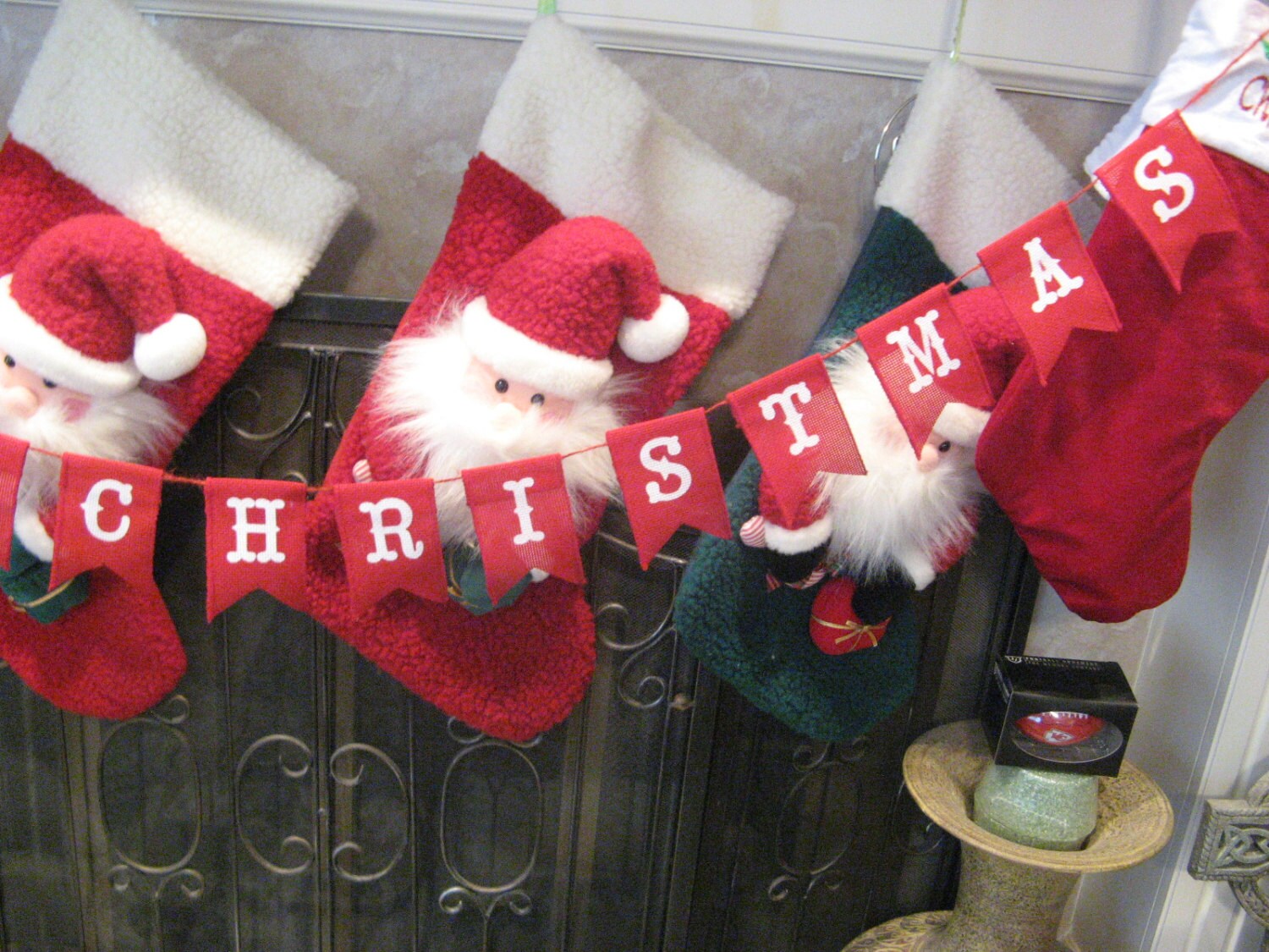 Merry Christmas Banner Red burlap banner Burlap banner | Etsy