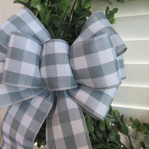 Gray and White Buffalo Check Matte Satin Medium Weight Ribbon, Hand ...