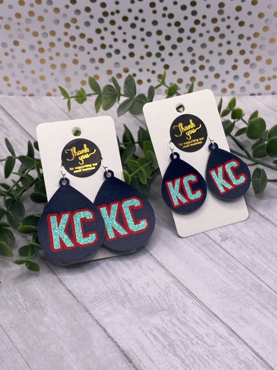 Kansas City Current Earring / Navy Blue Teardrop With Jersey KC - Etsy