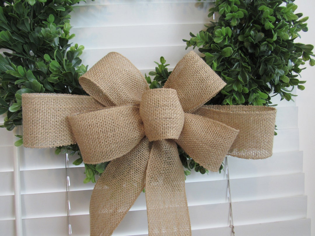 12 Inch Burlap Bow, Large Wreath Bow, Rustic Decor, Hand Tied Wire ...