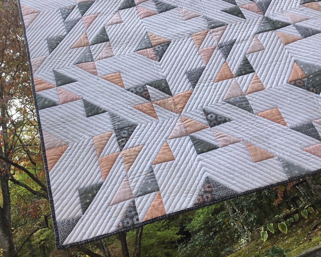 Handmade Peach and Grey Quilt - Etsy