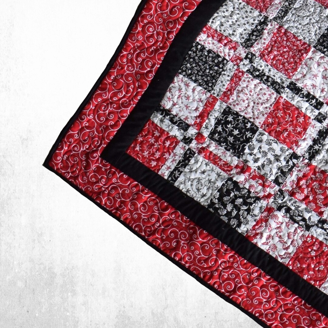 Red and Black Checkerboard Quilt - Etsy