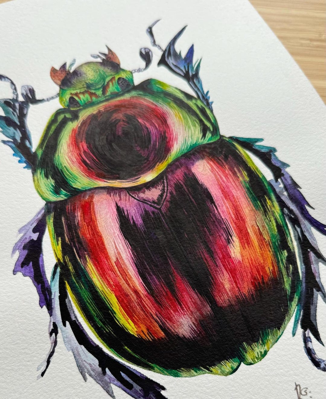 Colourful Beetle Watercolour Original - Beetle Art - Beetle Watercolour ...