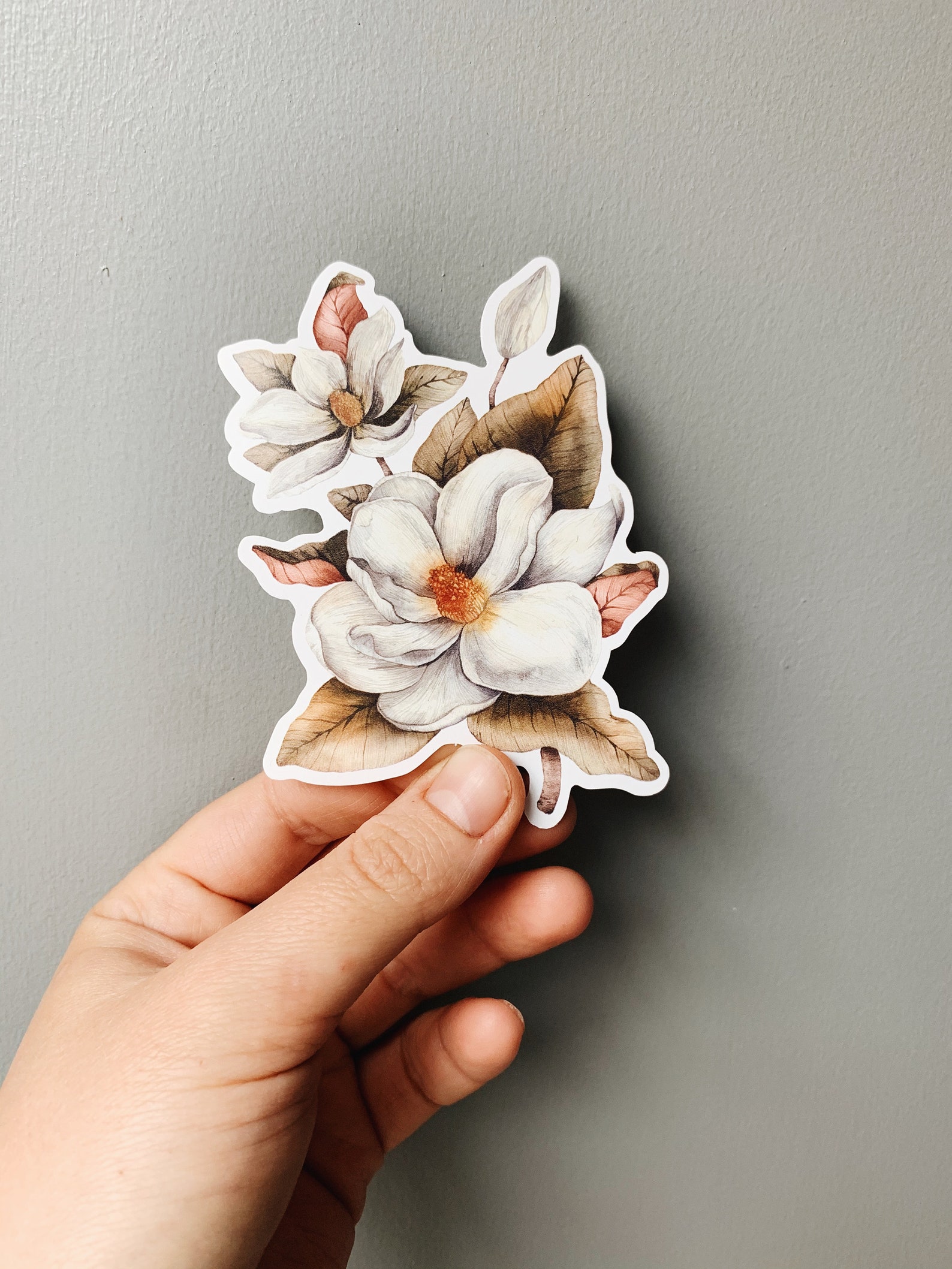 Magnolia vinyl sticker White magnolia sticker iPad floral | Etsy