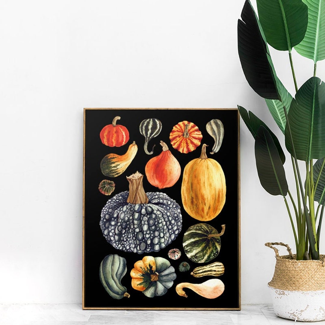 Pumpkin Patch Print - Pumpkin Art - Vegetable Print - Kitchen Print ...