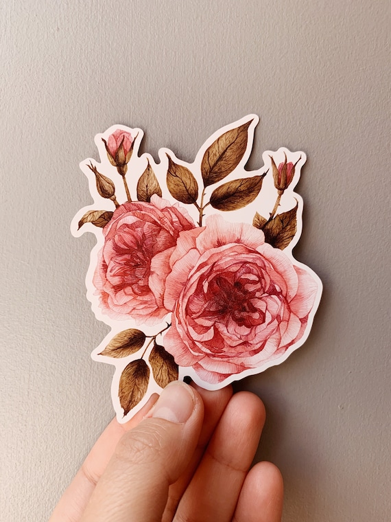 Paper & Party Supplies Paper Pink Rose Flower Waterproof Sticker etna ...