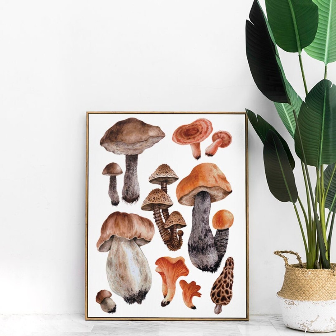 Fungi Print - Arte de setas - Decoración de la habitación de setas ...