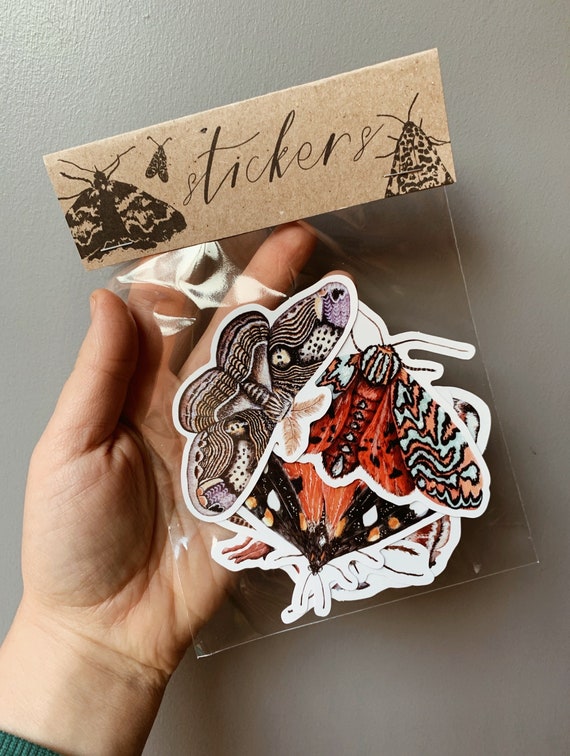 Nature sticker pack Waterproof stickers iPad stickers Moth vinyl ...