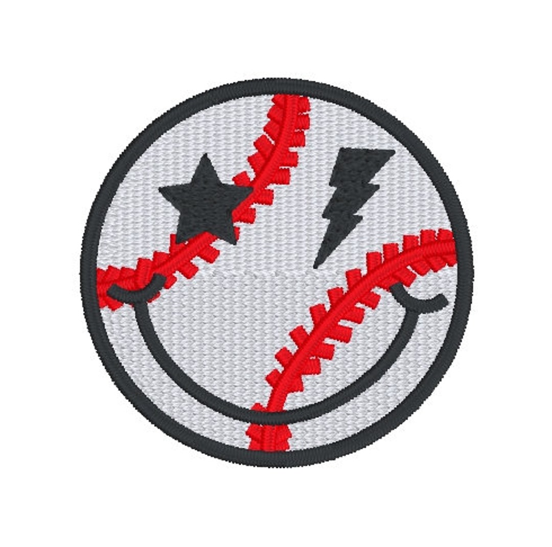 MULTIPLE Sizes-satin Baseball Smiley Face Lightning Star- Instant ...