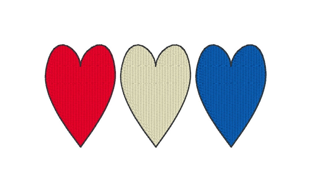 Red White and Blue Hearts - Instant Download Machine Embroidery Design ...