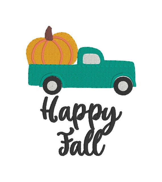 Happy Fall Vintage Truck Instant Download Machine Embroidery | Etsy