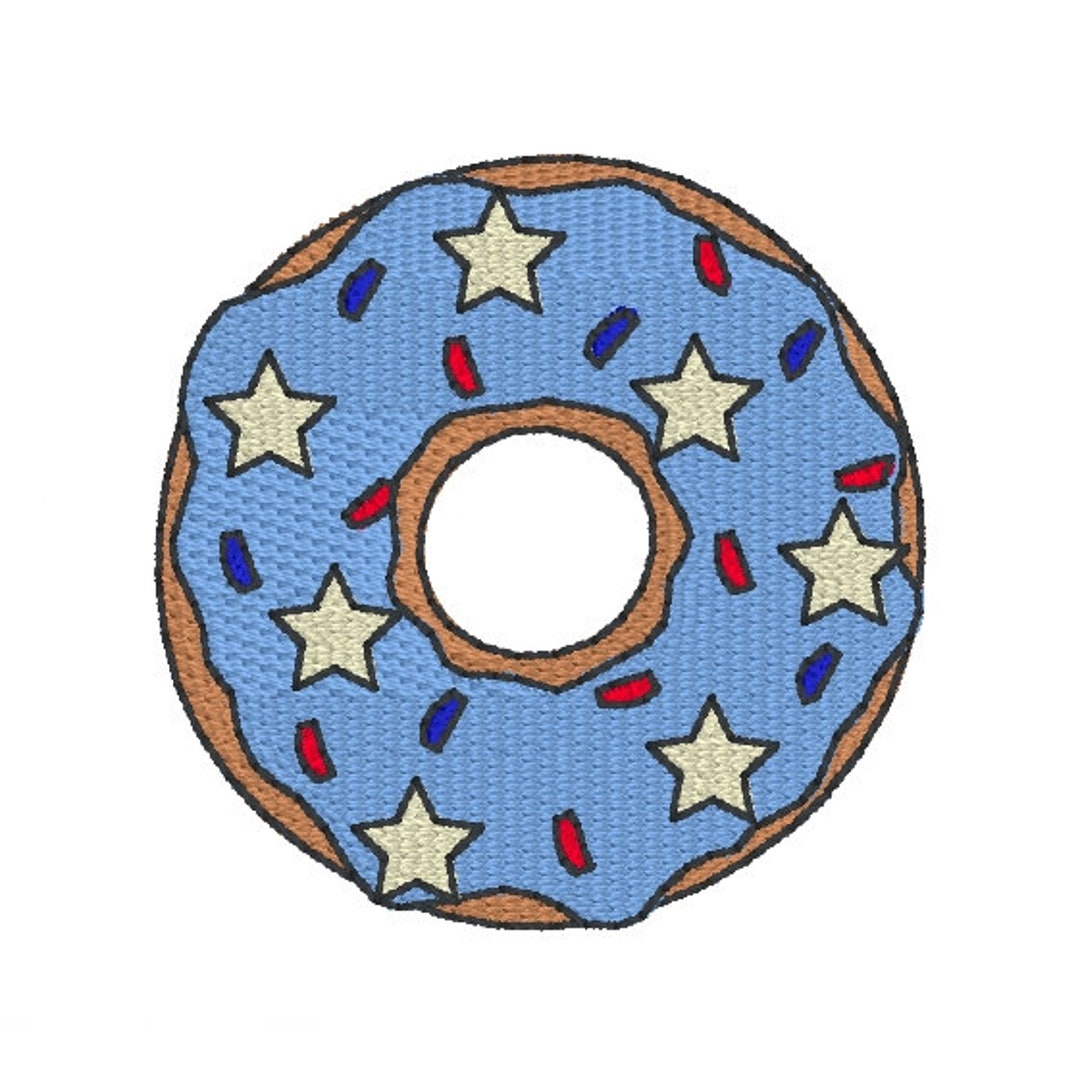 Patriotic Donut Red White and Blue- Instant Download Machine Embroidery ...
