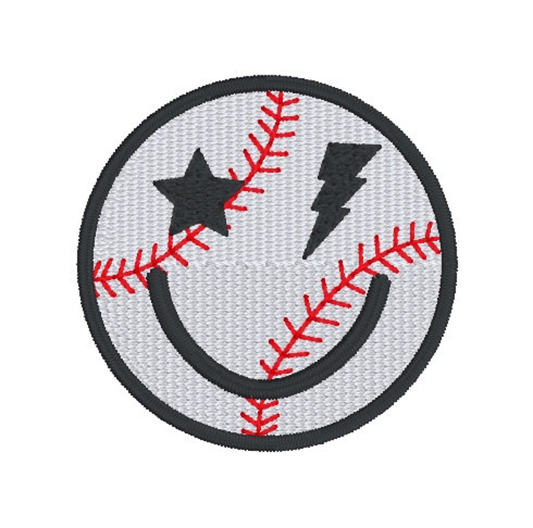 MULTIPLE Sizes-baseball Smiley Face Lightning Star- Instant Download ...
